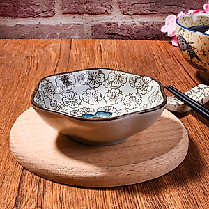 Japanese Style Soy Sauce Dishes set of 8, Ceramic 4-inch Plum Flower Dishe Serving for Dumpling, Side Dish, Sushi (8)