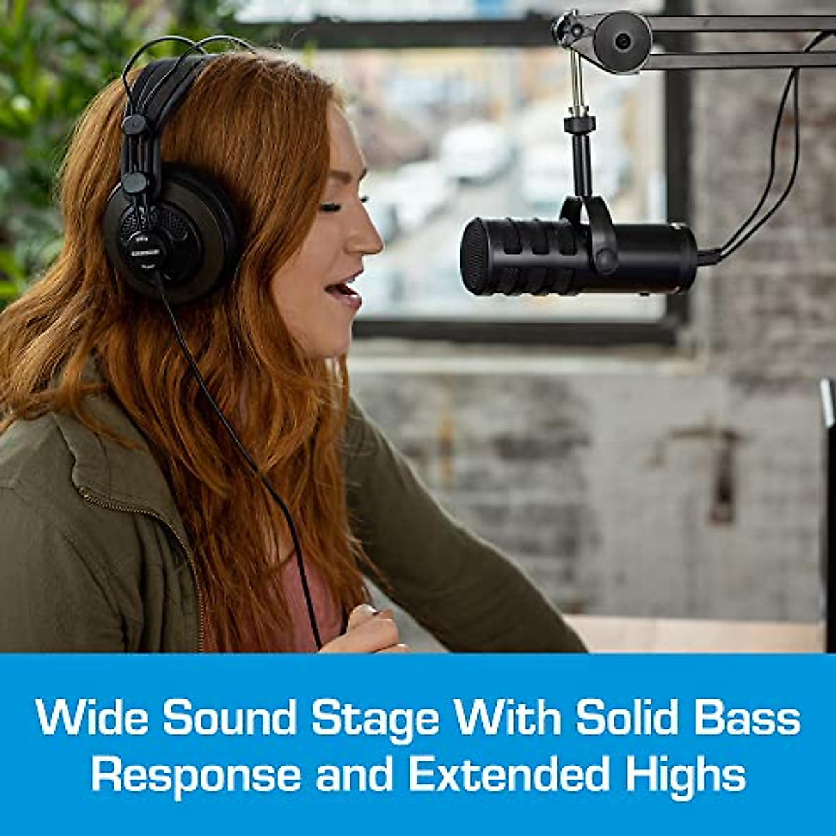 Samson Semi Open-Back Studio Reference Headphones, Black, Over Ear (.)