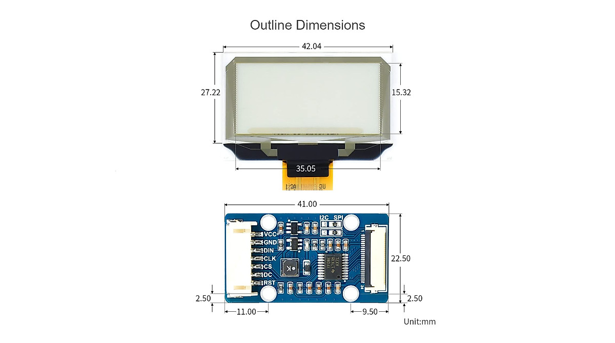 1.51inch Transparent OLED Display Module 128×64 Resolution Light Blue Color Display OLED for ...