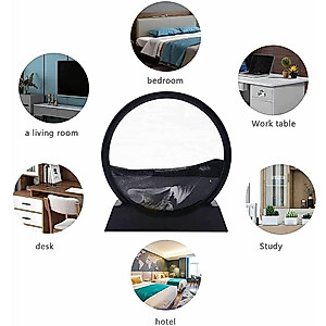 XKSWAMZ 3D Flowing Sand Painting, Moving Sand Art Decor, 3D Hourglass Round Natural Landscape Glass Sand Frame, Quicksand Painting Desktop Ornaments for Home and Office Decor (7 inches, Blue)