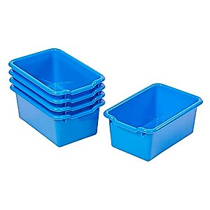 ECR4Kids Scoop Front Storage Bin, Multipurpose Organization, Blue, 5-Piece