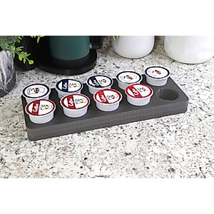 Polar Whale Coffee Pod Storage Organizer Tray Drawer Insert for Kitchen Home Office Waterproof 4.5 X 11.75 Inches 10 Slots Compatible with Keurig K-Cup Durable Dark Gray Foam Made In The USA