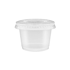 100-Pack of 1-oz Clear Plastic Jello Shot Cups Container with Snap on Leak-Proof Lids –Small Shot Cups – Compact Food Storage Containers for Portion Control, Sauces, Spices, Liquid, Dips,