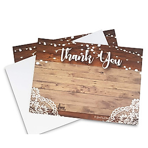 25 Thank You Cards Thick Rustic Style With 25 Envelopes