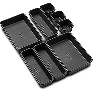 madesmart 8-Piece Interlocking Bin Pack - Granite | VALUE COLLECTION | Customizable Multi-Purpose Storage | Durable | Easy to Clean | BPA-Free (59601)