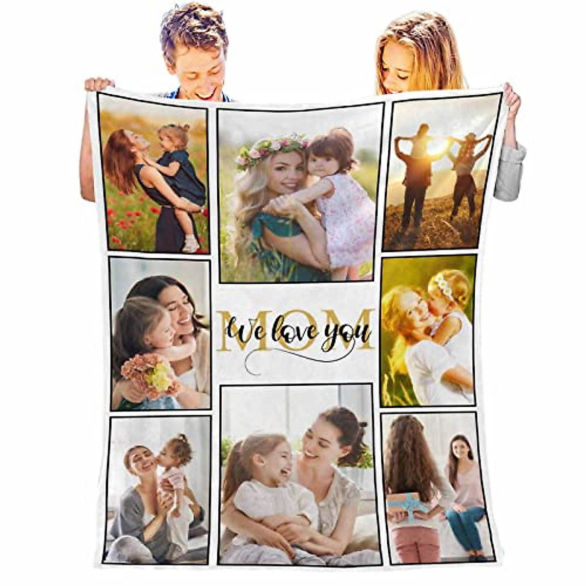 Personalized Photo Blanket for Mom Best Mom Ever Gift for Mother's Day, Customized Mother's Day Blanket 40x50 Inches