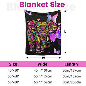 Vencede Elephant Blanket Adult Elephant Throw Blankets for Women Elephant Gifts for Women Girls Baby Kids Soft Elephant Blankets Fuzzy Elephant Blanket Used for Sofa, Couch Chair, Bed（50"x60"）