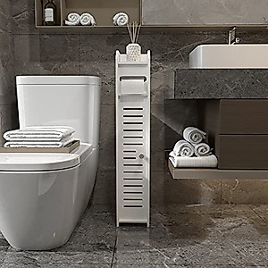 Doxo Bathroom Storage Cabinet with Doors and Shelves, Toilet Paper Storage, Waterproof Toilet Paper Storage Organizer, Narrow Storage Cabinet for Bathroom Storage, White