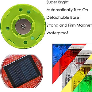 Aolyty Solar Strobe Warning Light Strong Magnetic Base Flashing Super Bright 360 Degree Automatically Turn On Waterproof for Construction Traffic Factory (Green)