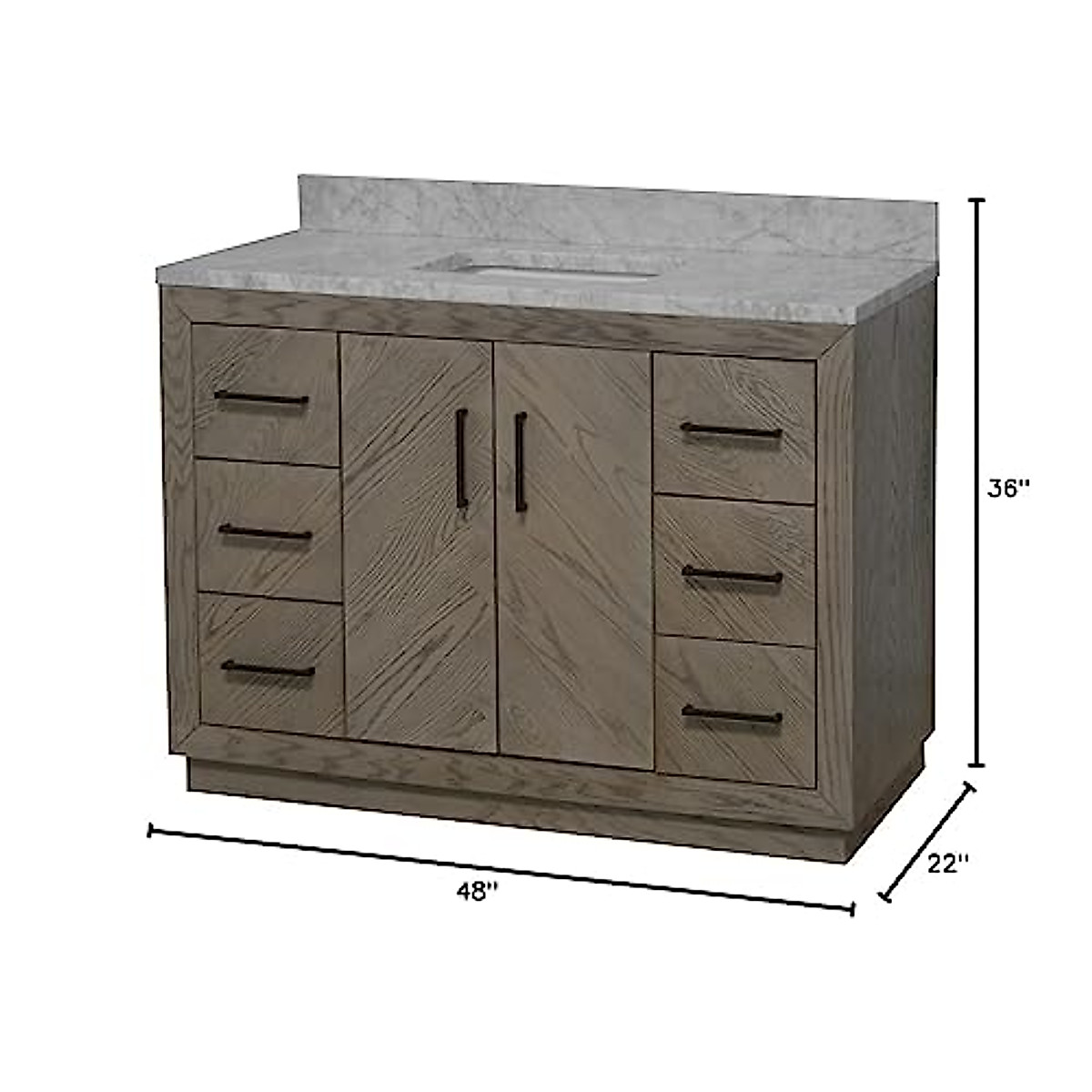 Peyton 48-inch Bathroom Vanity (Carrara/Gray Oak): Includes Gray Oak Cabinet with Stunning Carrara Marble Countertop and White Ceramic Sink