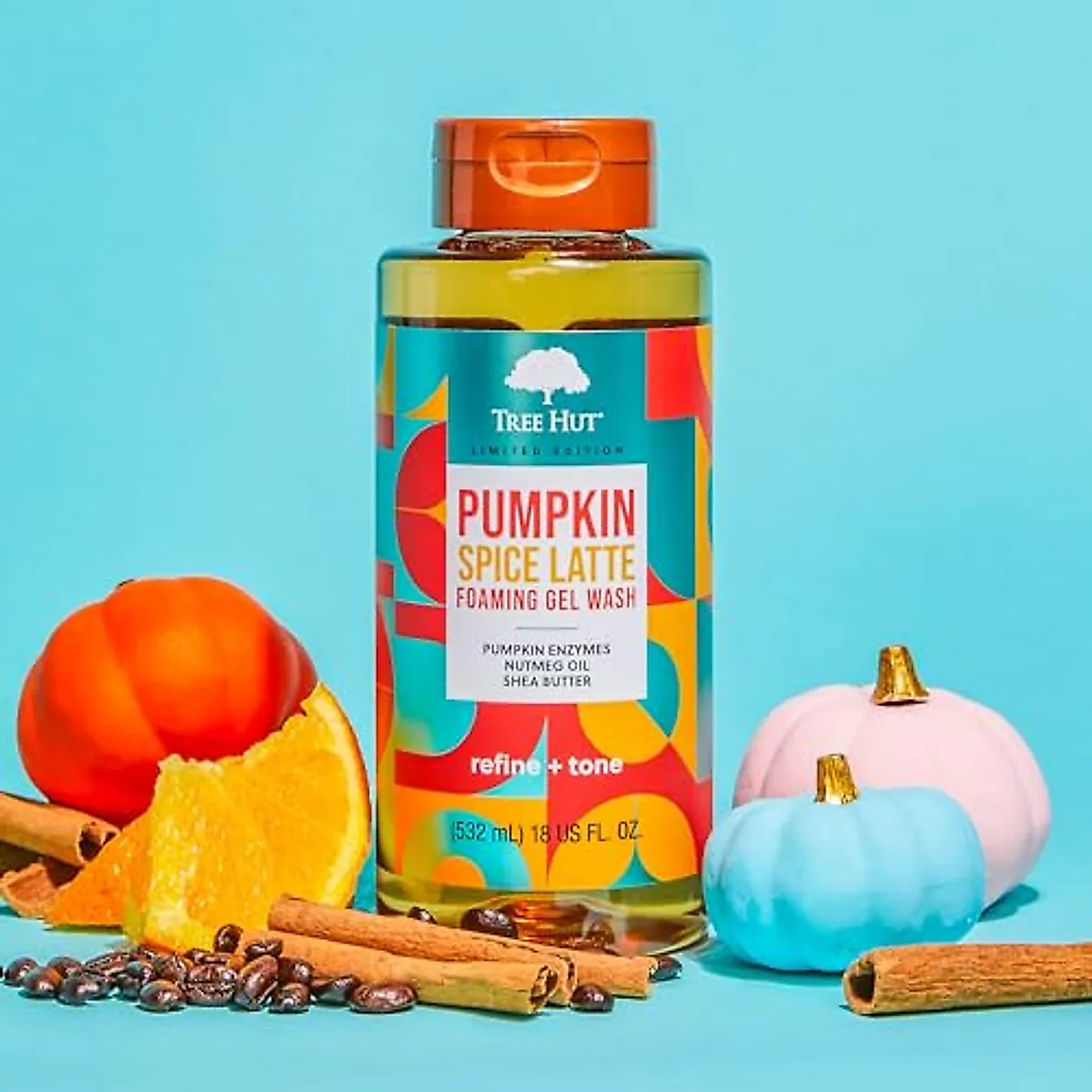 Tree Hut Pumpkin Spice Latte | Cleanse & Soothe Skin Without Stripping Moisture | Made with our Hydrating Oil Complex | Limited Edition Fall | 18 fl oz.