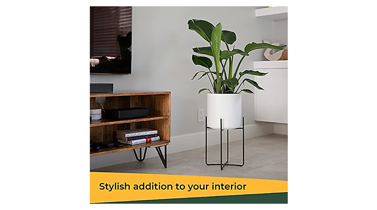 Bees & Buds Tall Metal Plant Stand - 10 Inch Black Iron Indoor/Outdoor