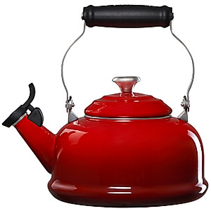 Le Creuset Enamel On Steel Whistling Tea Kettle with Metal Finishes, 1.7 qt., Cerise