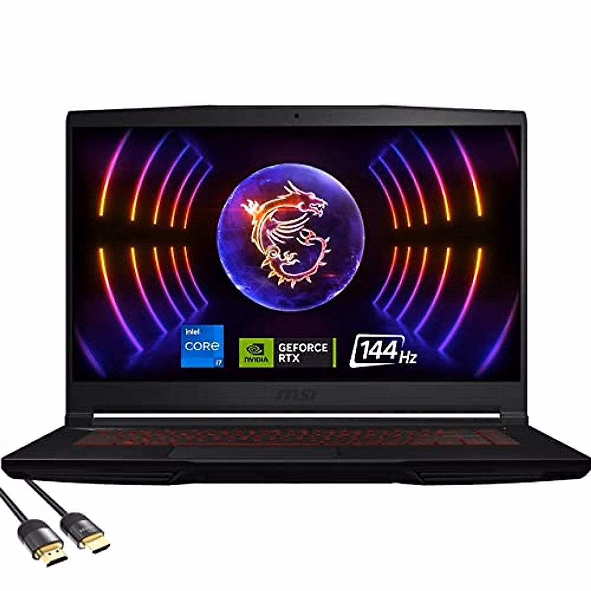 MSI GF63 Thin Gaming Laptop, 15.6" FHD IPS 144Hz, 12th Gen Intel 10-Core i7-12650H, Geforce RTX 4050, 16GB DDR4, 1TB PCIe SSD, Backlit, RJ45, USB-C, WiFi 6, SPS HDMI 2.1 Cable, Win 11