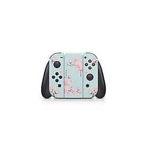 TACKY DESIGN Japanese Cherry Blossom Skin Compatible with Nintendo Switch Skin, Beige Color Skin Compatible with Nintendo Switch Skin, Vinyl 3m Sticker, Full wrap Cover (Light Blu)
