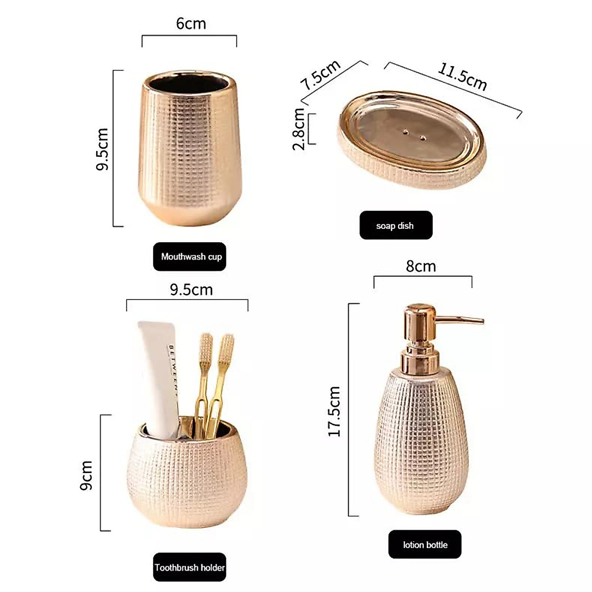 Dash of Mountain Bathroom Accessory Set – Bathroom Soap Dispenser and Toothbrush Holder Set – Bathroom Accessories Sets Complete with Toothbrush Holder, Soap Dispenser, Soap Dish, Vanity Cup