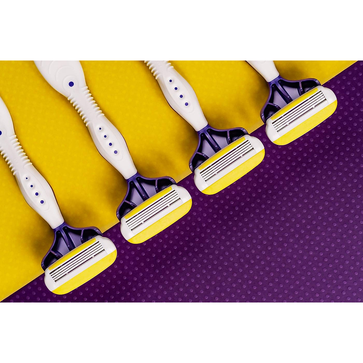 About Body Spa Shave 4-Blade Disposable Razors, Premium Disposable Shavers With Coconut Oil Moisture Pad, 4 Count