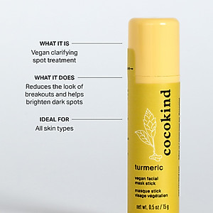 Cocokind Turmeric Mask Stick, Spot Treatment with Organic Turmeric, Tea Tree Oil, and Ginger Root, For Dark Spots and Acne