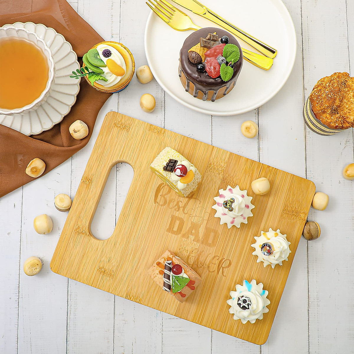 Meanplan Dad Cutting Board Gifts for Dad from Daughter, Best Dad Ever Gifts, Father' S Day Gifts, Gifts for Husband from Wife, Stuff for Dads Cooking Board Gift Set for Papa Stepfather Godfather