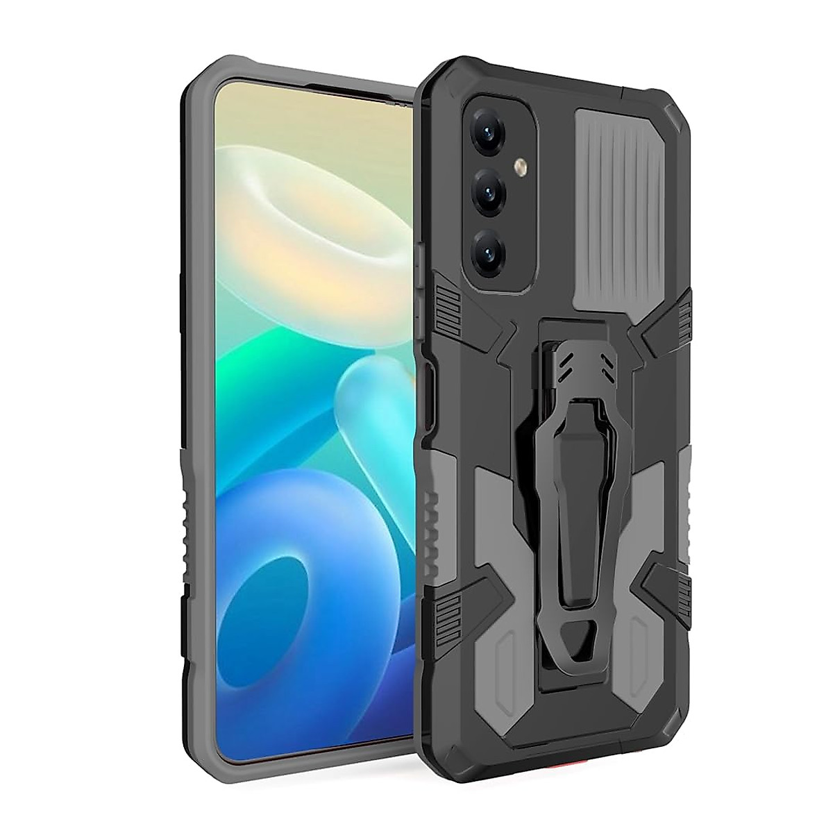 Compatible with Oppo Reno2 F Case,Built-in Kickstand Shockproof Protective Cover,Compatible with Oppo Reno2 F Case 2 in 1 Phone Case Cover Gray