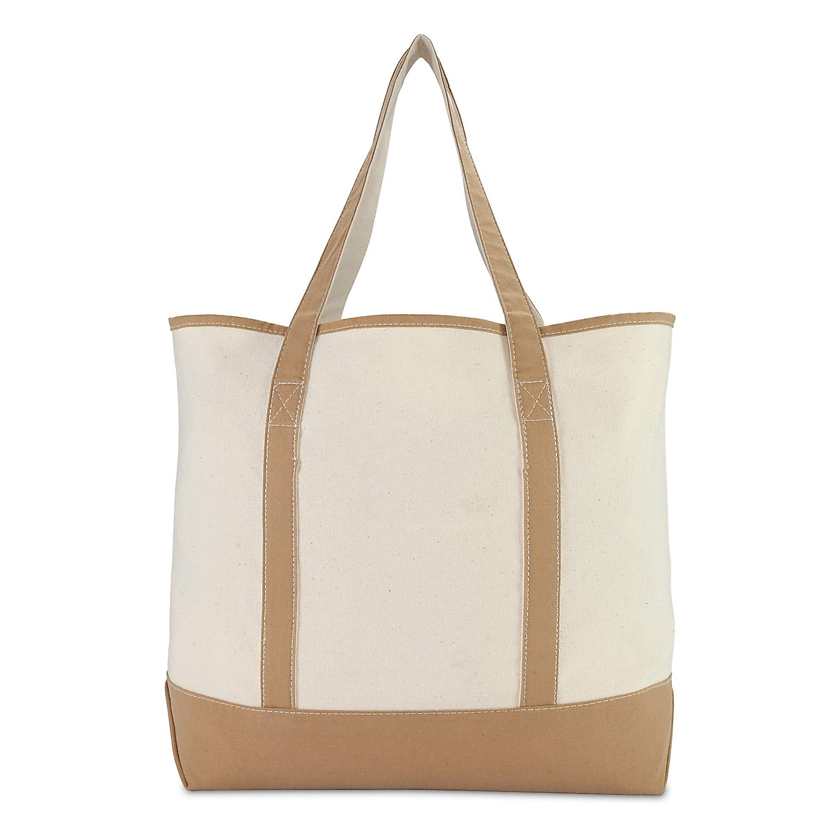 DALIX Women's Natural Tote Bag Shoulder Bags Brown With Monogram Letter T