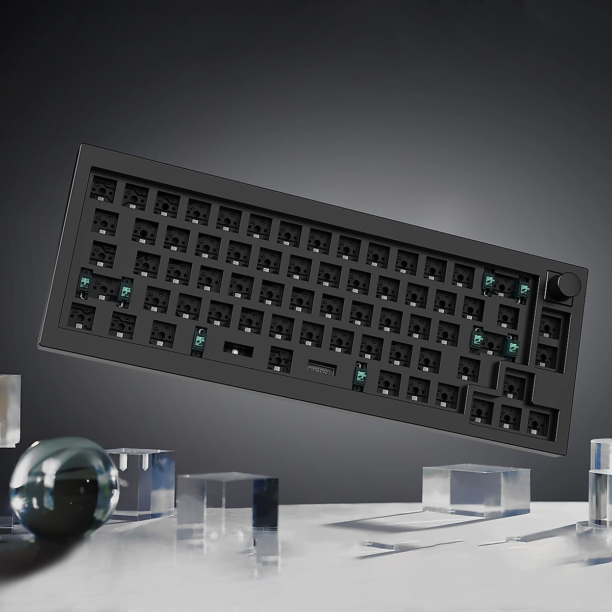 Keychron Q2 Wired Custom Mechanical Keyboard Barebone Knob Version, QMK/VIA Programmable Macro, Compatible with Mac Windows Linux, Hot-Swappable 65% Layout, Double-Gasket DIY Kit - Blue