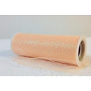 Glitter Tulle Fabric - 6 Inches Wide X 10 Yards (Peach)