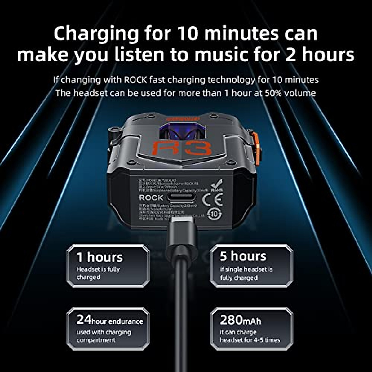 True Wireless Earbuds Bluetooth 5.3 Metal in-Ear Headphones Wireless Gaming Earbuds Cordless Ultra-Low Latency Cool Mecha Bluetooth Earphones TWS Stereo Ear Buds for iPhone Android PC (Flame-Red)