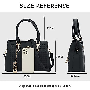 KUANG! Women Top Handle Bag Faux Leather Woven pattern Tote Shoulder Bag Large Handbags