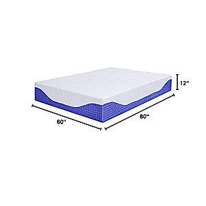 PrimaSleep 12 Inch Multi-Layered I-Gel Infused Memory Foam Mattress | Cobalt Blue | Queen