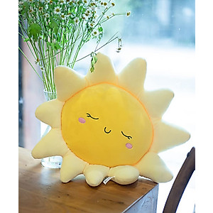 JOSON Sun Shaped Pillow Cute Sun seat Cushion Chair Cushion, Soft Plush Toy Pillow, Used for Home Decoration Children's and Girls' Birthday Gifts (17.8 inch Yellow)