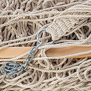 Castaway Living 13 ft. Double Traditional Hand Woven Cotton Rope Hammock with Free Extension Chains & Tree Hooks, Designed in The USA, Accommodates Two People with a Weight Capacity of 450 lbs.