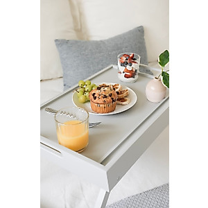 ROSSIE HOME Wood Bed Tray, Lap Desk with Phone Holder - Fits up to 17.3 Inch Laptops and Most Tablets - Calming Gray - Style No. 78105