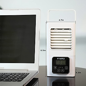 Portable Personal Air Conditioner Fan, Quiet Desktop Air Cooler for Summer, 400ML Mini Evaporative Room Cooler with 3 Speeds & 2 Misting, for Home Office Bedroom Indoor Outdoor, White