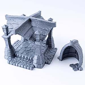 3D Vikings Fishermen's Village - Gazebo and Unique Vertical Boat Hut, 28/32mm Scale, Perfect for Creating a Fishing Village in Tabletop RPGs, Wargames, and Board Games