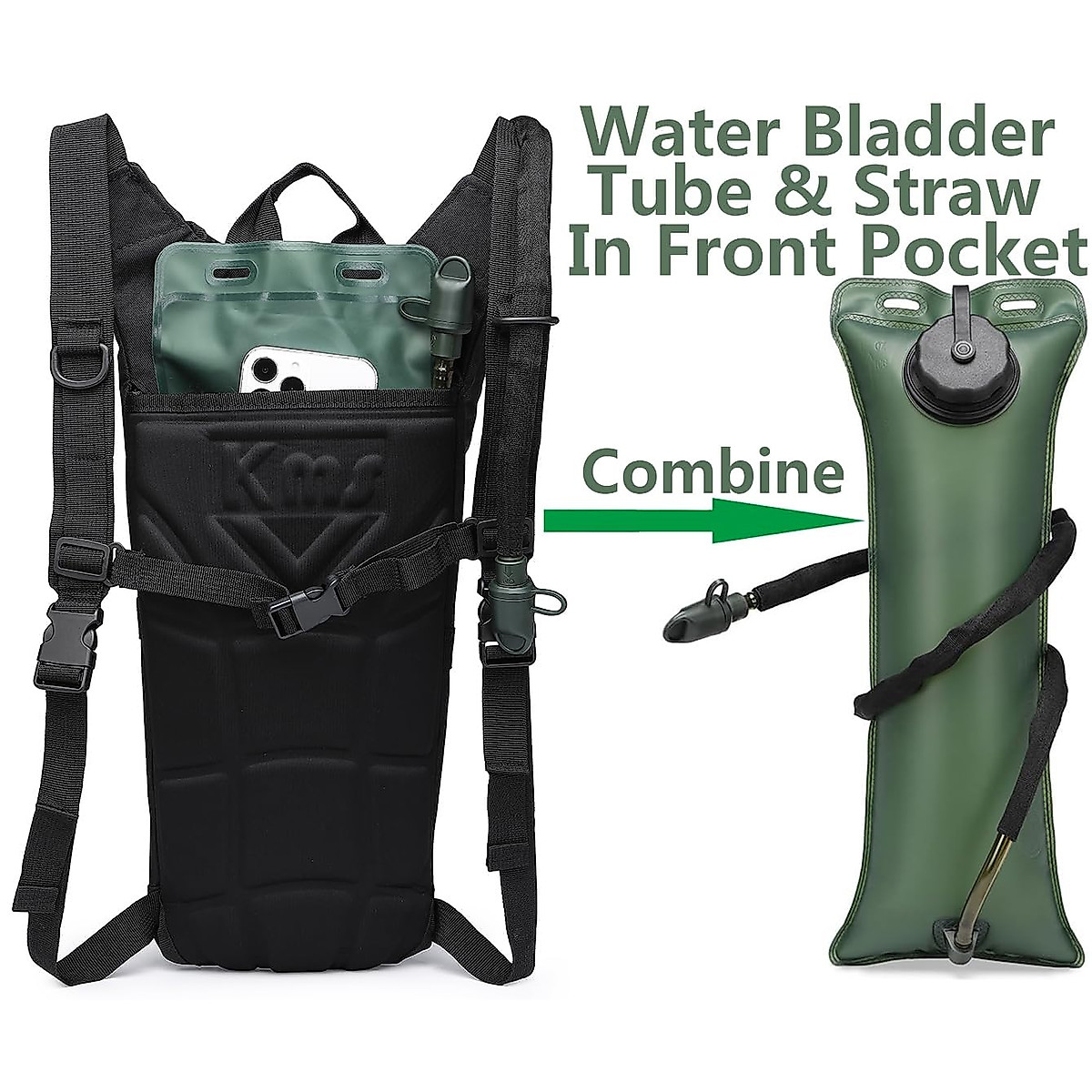 ATBP Tactical Hydration Pack 3L Water Bladder Backpack Lightweight Water Storage Reservoir Bag Daypack for Running Hiking Cycling Biking