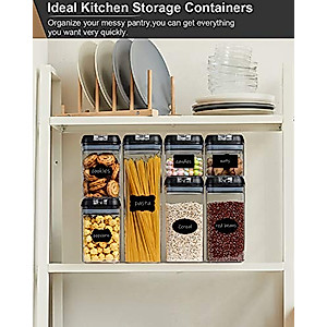 Airtight Food Storage Containers Kitchen-Cereal-Organization - McKain 7 Pieces BPA Free Plastic Pantry Container Set with 24 Labels and Spoon Set