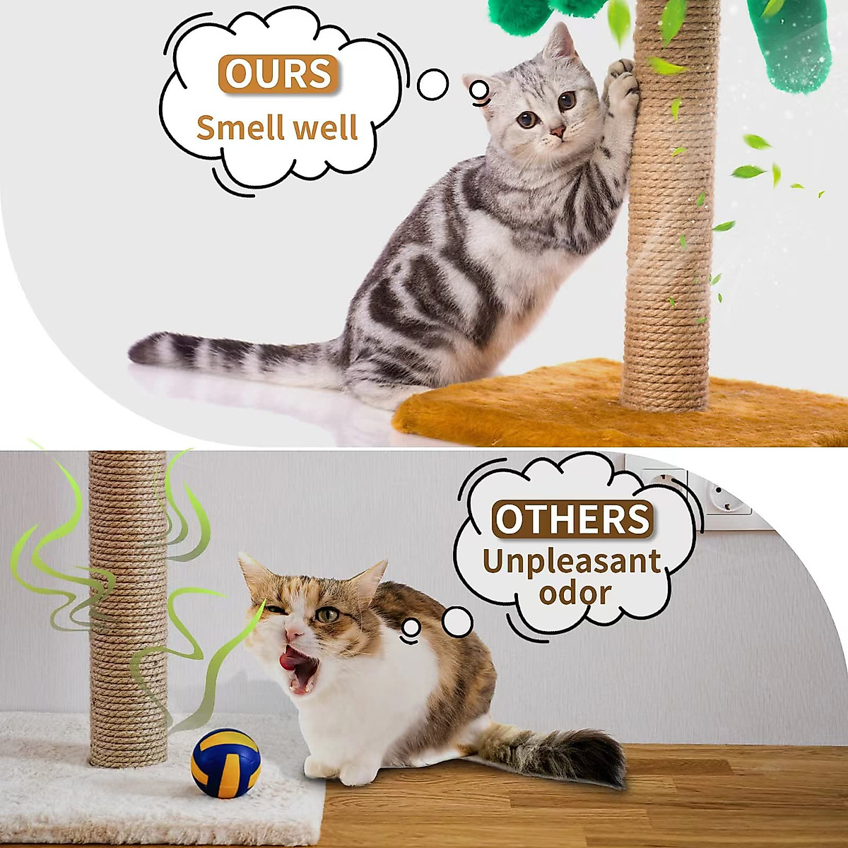 KDAOQN 1/4 Inch Natural Hemp Rope for Cat Scratcher Replacement - 50FT Jute Twine for Scratching Post, Tower Repair and Tree Replacement