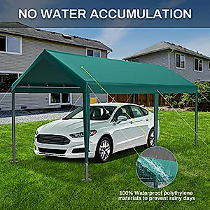 Cityflee Carport,10'x 20' Upgraded Heavy Duty Carport with Wind Rope, Portable Garage for Car, Truck, Boat, Car Canopy with All-Season Tarp, Green