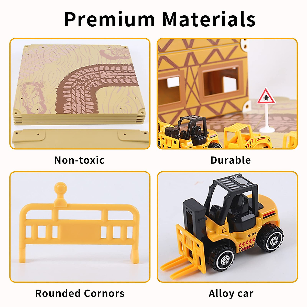 136PCS Construction Site Toy Vehicle Set, STEM Building Toys with Play Mat for Kids Boys, DIY Engineering Project Kits with Playmat, Best Toy Gift for 4 5 6 7 8 9 10 Years Old