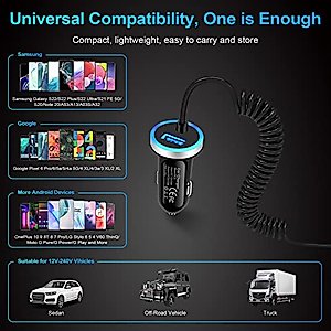 Fast Car Charger USB C for Samsung Galaxy S23 S23+ S23 Ultra A54 A14 A53 A13 A03S A02S A12 A32 A42 A52 S22 Ultra S21 FE S20 S10 S9 S8 Note 20 Z Flip 4 3,3.4A Android Car Adapter with 3ft Type C Cable