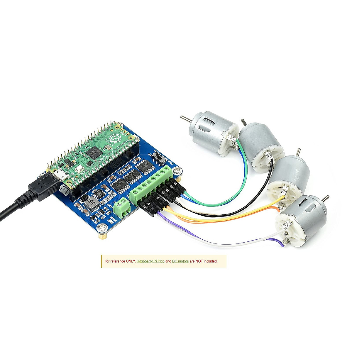 Waveshare DC Motor Driver Module for Raspberry Pi Pico Driving Up to 4X DC Motors Suitable for 2WD or 4WD Driving
