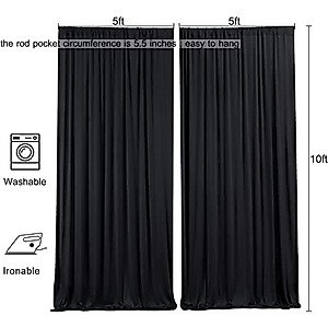 AK TRADING CO. 10 feet x 10 feet Polyester Backdrop Drapes Curtains Panels with Rod Pockets - Wedding Ceremony Party Home Window Decorations - Black