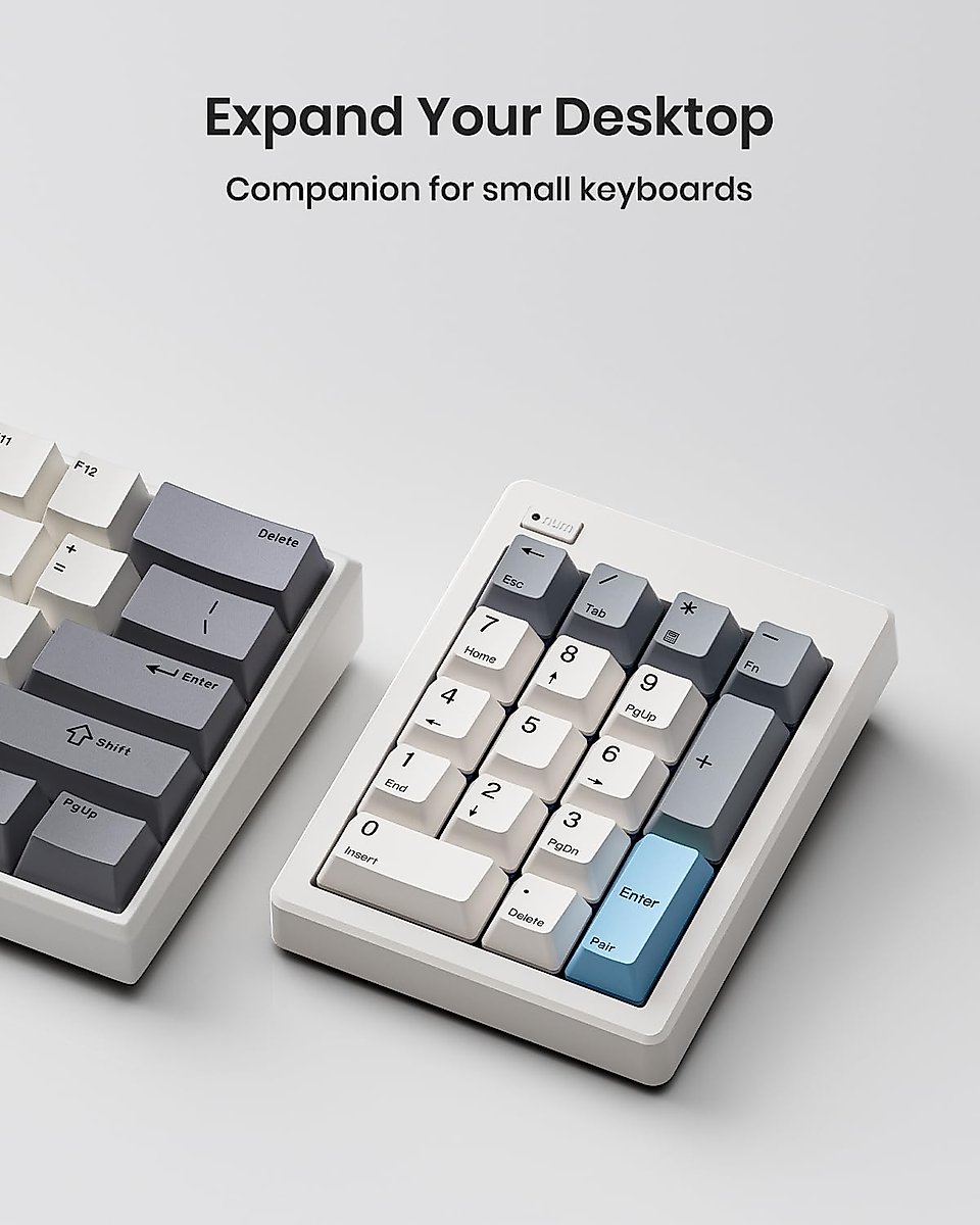 Kisnt Wireless Mechanical Number Pad, Bluetooth 5.0&2.4G Wireless Dual Mode Hot Swappable Numeric Keypad,17 Keys Gasket Numpad, Ten-Key with PBT Keycaps for Laptop/PC/TKL Keyboards(Linear Switch)