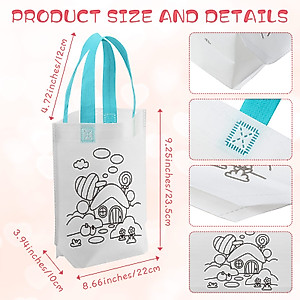100 Pcs Coloring Goodie Bags Cute Cartoon Bags Reusable Party Favor Paint Bags Non Woven Goodie Bags for Kids Birthday Party Art DIY Crafts Supplies, 20 Styles