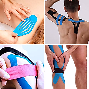 Gsbomzap 3 Pack Kinesiology Tape, Waterpoof Muscle Support Adhesive Sport Tape for Pain Relief, Latex Free Cotton Elastic Athletic Tape for Joints, Knee, Ankle, Shoulder, Wrist - Black 3in 5.5yd