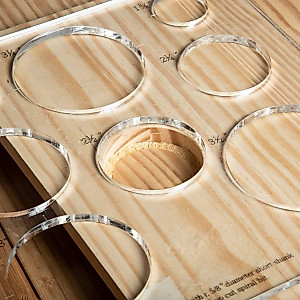 POWERTEC 71622 12 x 10 inch Clear Acrylic Decorative Templates, Circle/Grommet/Round Inlay Stencil Templates for Woodworking, Set of 2