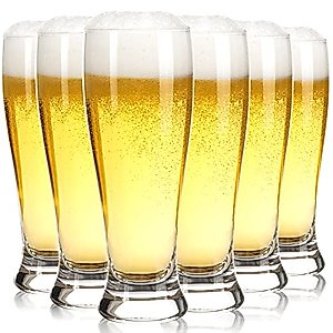 CUCUMI 6pcs 16oz Beer Glasses Drinking Set Glassware Beer Cups for Bar Pub Classic Beer Glasses Gift for Men