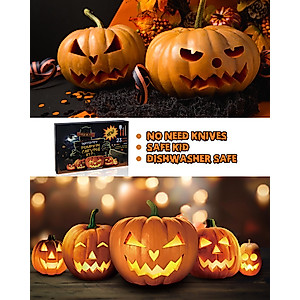 JUSTOTRY Halloween Pumpkin Carving Set 26Pcs Pumpkin Face Shape Cookie Cutters Tool Easy & Safe Adults Kids DIY, Stainless Steel 23 Molds with 3 Tools for Decoration Decorating Stencils Metal