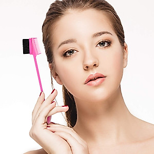 6 Pieces 3 in 1 Hair Edge Brush Double Sided Hair Comb Pack Smooth Brush Comb Grooming, 6 Colors